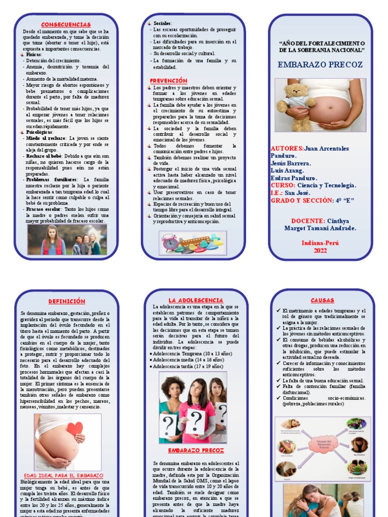 Triptico Embarazo Precoz Pdf El Embarazo Embarazo En La Adolescencia