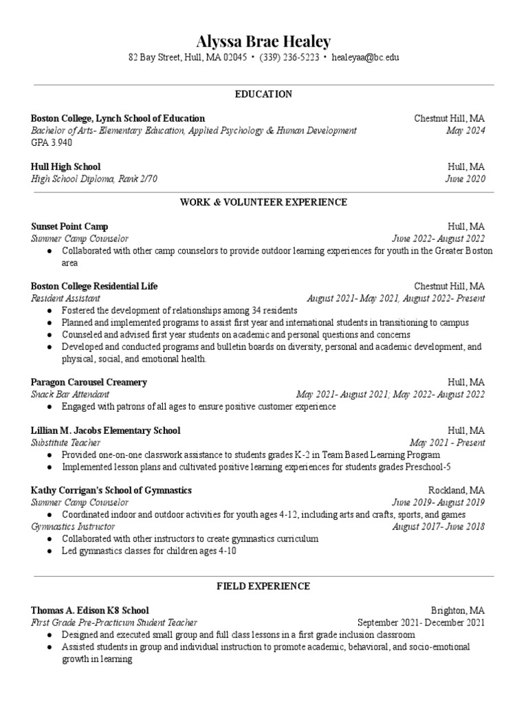 Alyssa Healey General Resume | PDF | Teachers | Curriculum