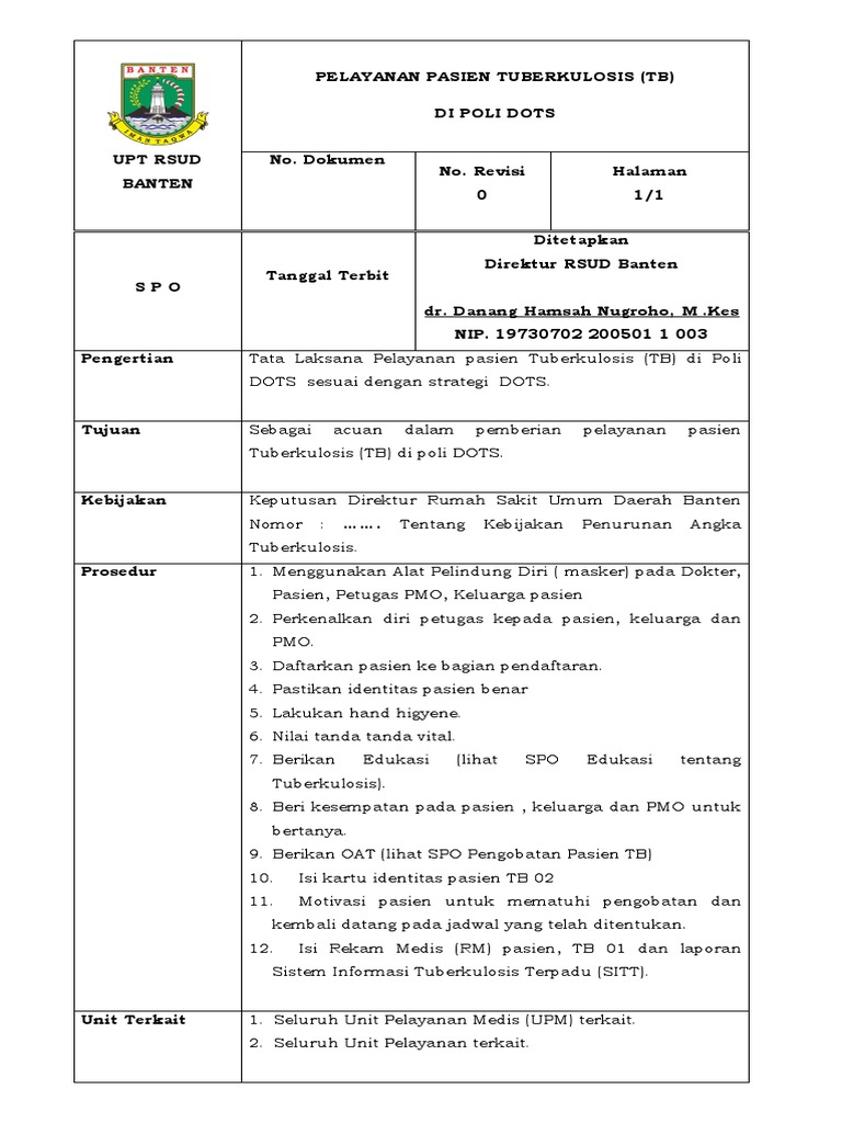 Spo Pelayanan Pasien Tuberkulosis (TB) Di Pojok Dots | PDF