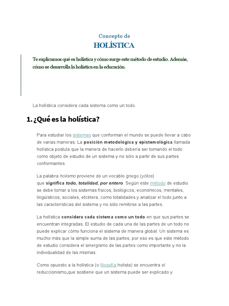 El Holismo | Descargar gratis PDF | Holismo | Ciencia cognitiva