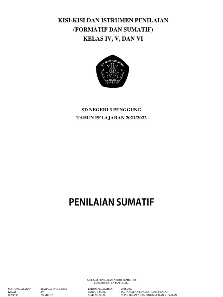 11 Kisi-Kisi Soal Dan Instrumen Penilaian | PDF