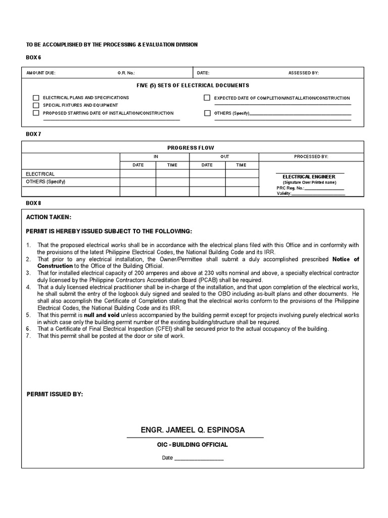Electrical Permit (BACK) | PDF