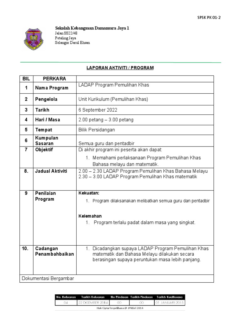 Laporan Ladap Pemulihan Khas | PDF