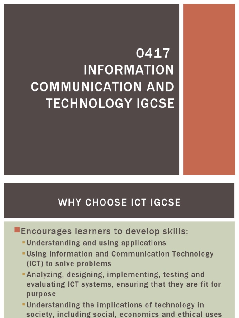IGCSE ICT 0417 Syllabus Overview 2026 | PDF | Educational Technology ...