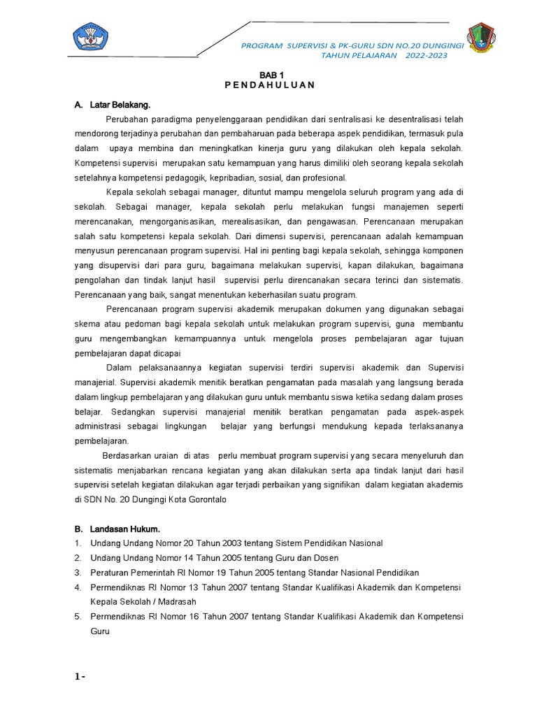 Program Supervisi Akademik 2018-2019 | PDF