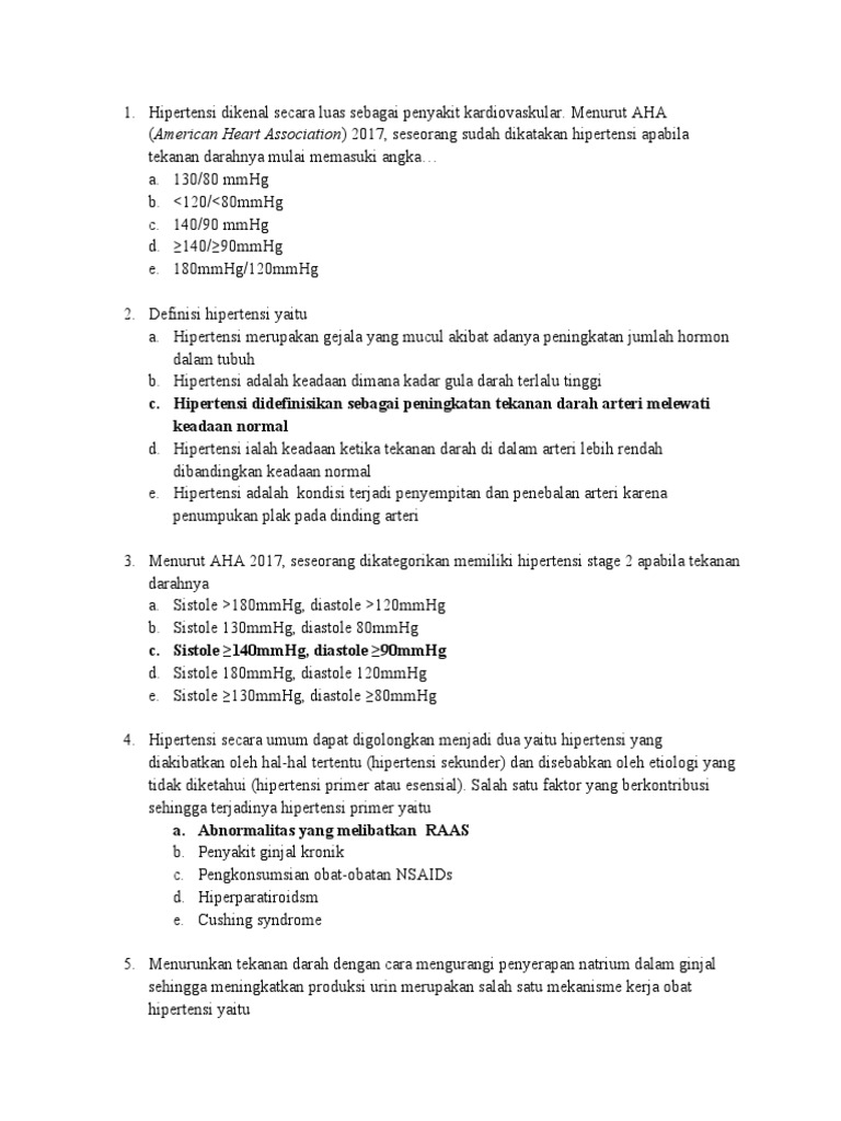 Soal Hipertensi | PDF | Kesehatan Holistik | Sains & Matematika