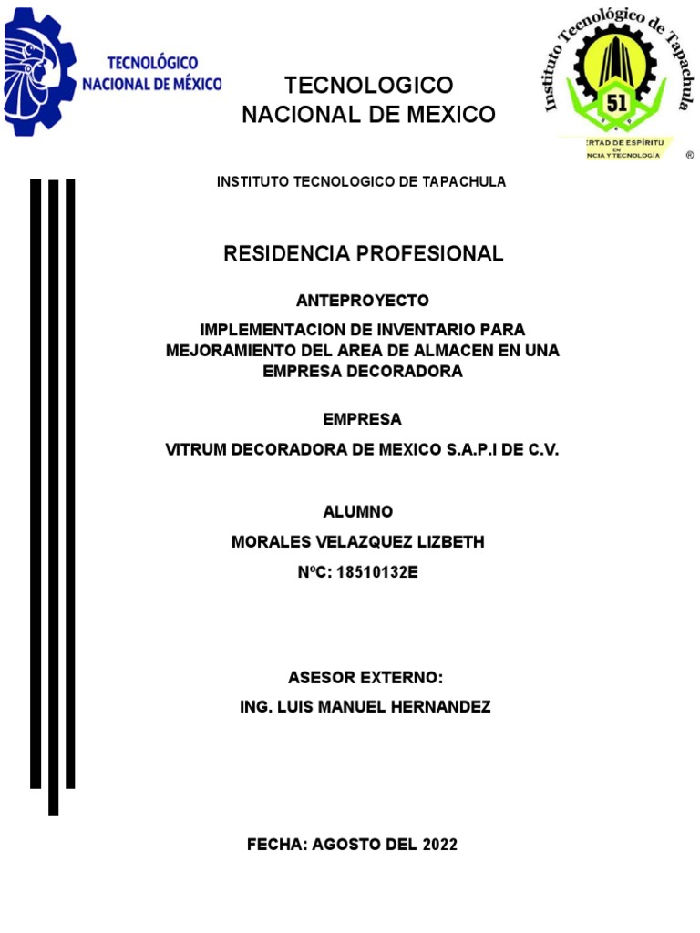 Anteproyecto de Residencia Profesional | PDF | Inventario | Almacén