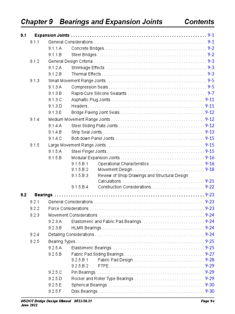 Chapter9 - WSDOT - BEARINGS & EXPANSION JOINTS | PDF | Concrete ...