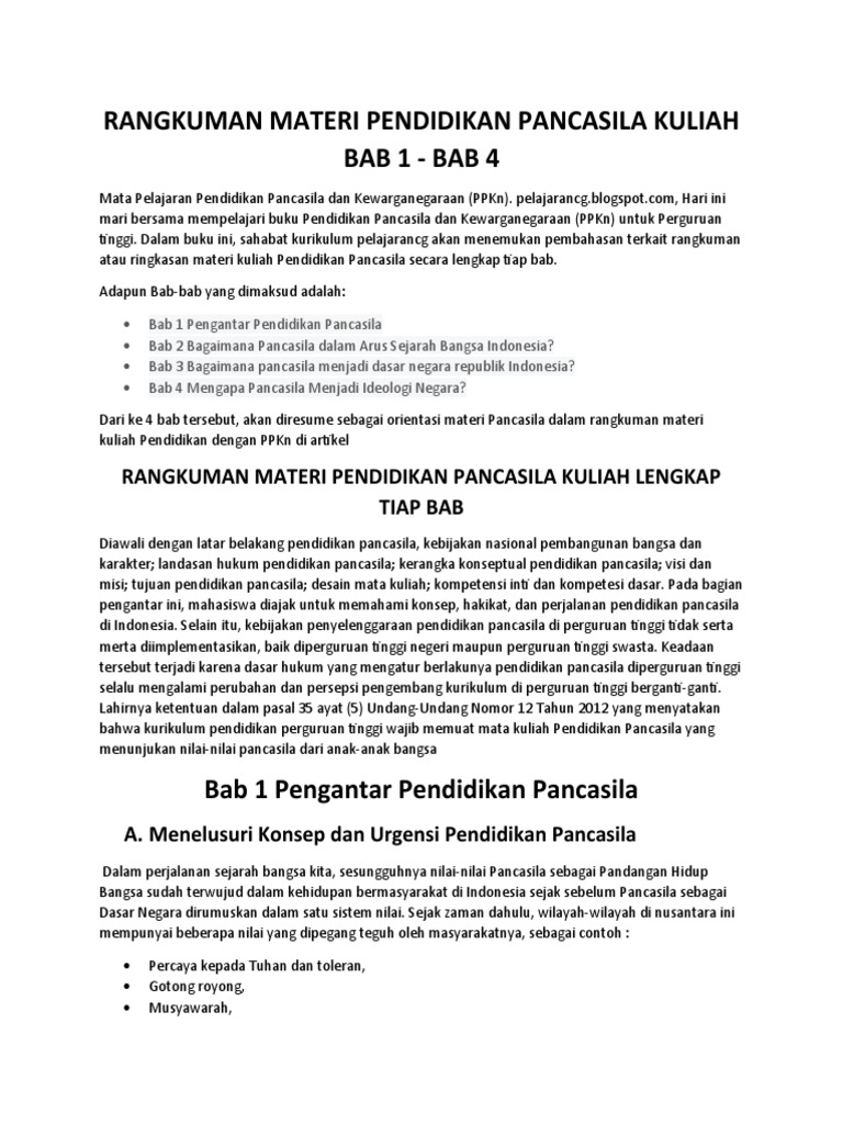 Rangkuman Materi Pendidikan Pancasila | PDF