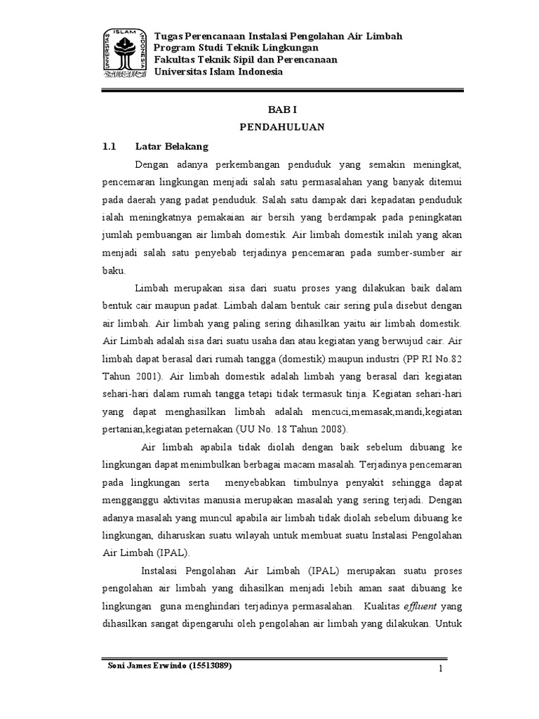 Pengolahan Instalasi Air Limbah (I, Ii) | PDF | Griya & Taman | Sains & Matematika