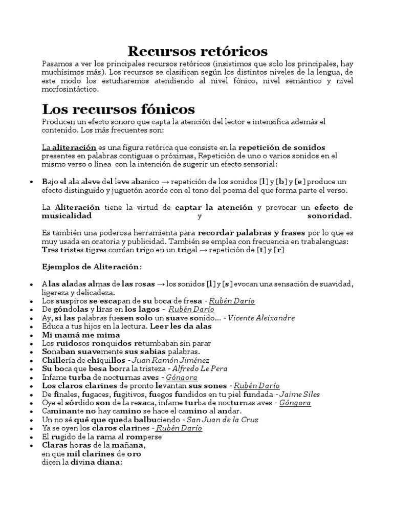 Recursos Retóricos Principales | PDF | Metáfora