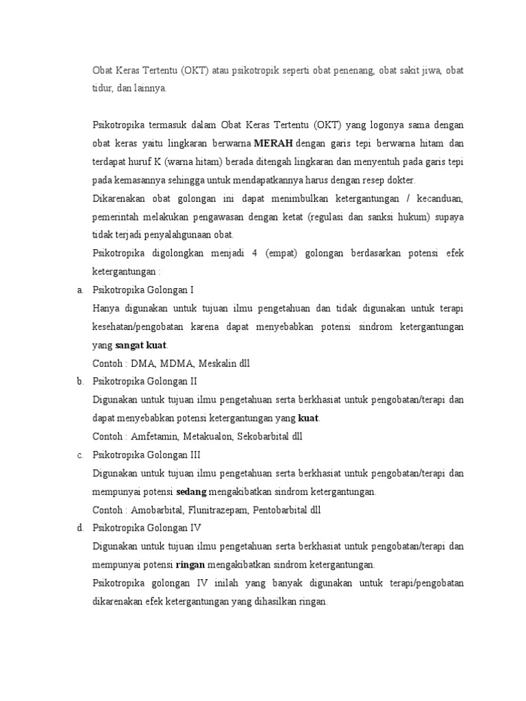 Daftar Obat Keras Tertentu | PDF