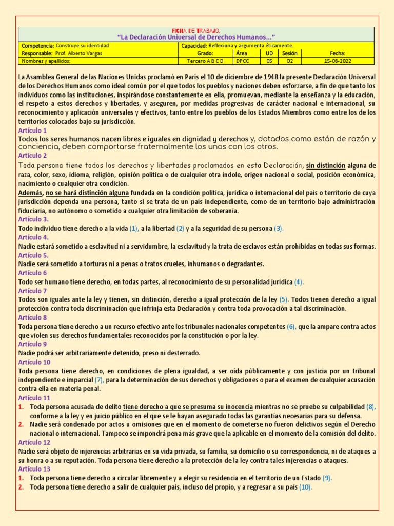 Sesión 2 UD 5 DPCC - Tercero 2022 Separata 1 | PDF | Derechos humanos | Gobierno