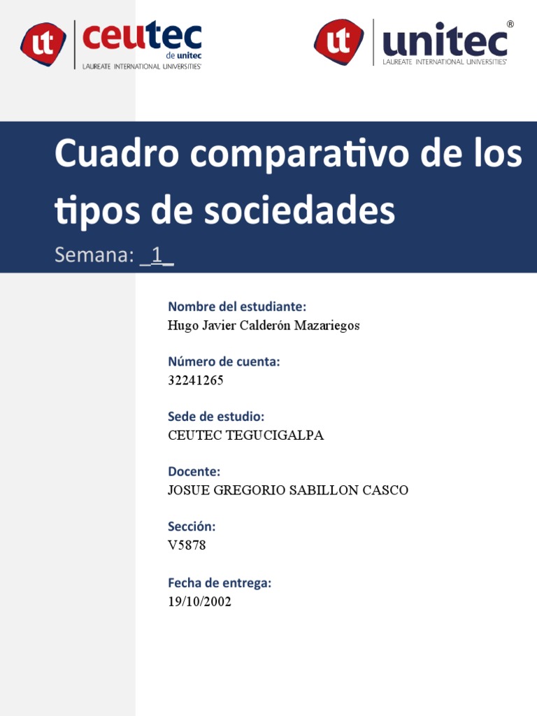 Cuadro Comparativo de Los Tipos de Sociedades | PDF | Sociedad | Economias