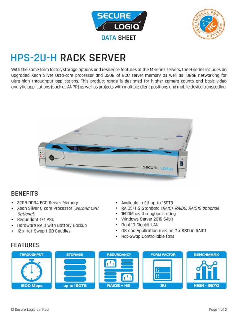 Datasheet Secure Logiq HPS-2U-H | PDF | Intel | Server (Computing)