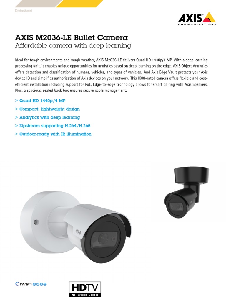 Datasheet Axis m2036 Le Bullet Camera en US 362821 | PDF | Video | Camera