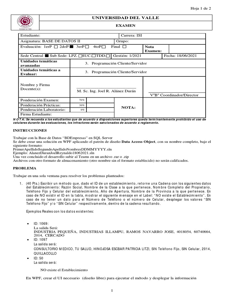 BDDII 2do Parcial | PDF | Bases de datos | Software