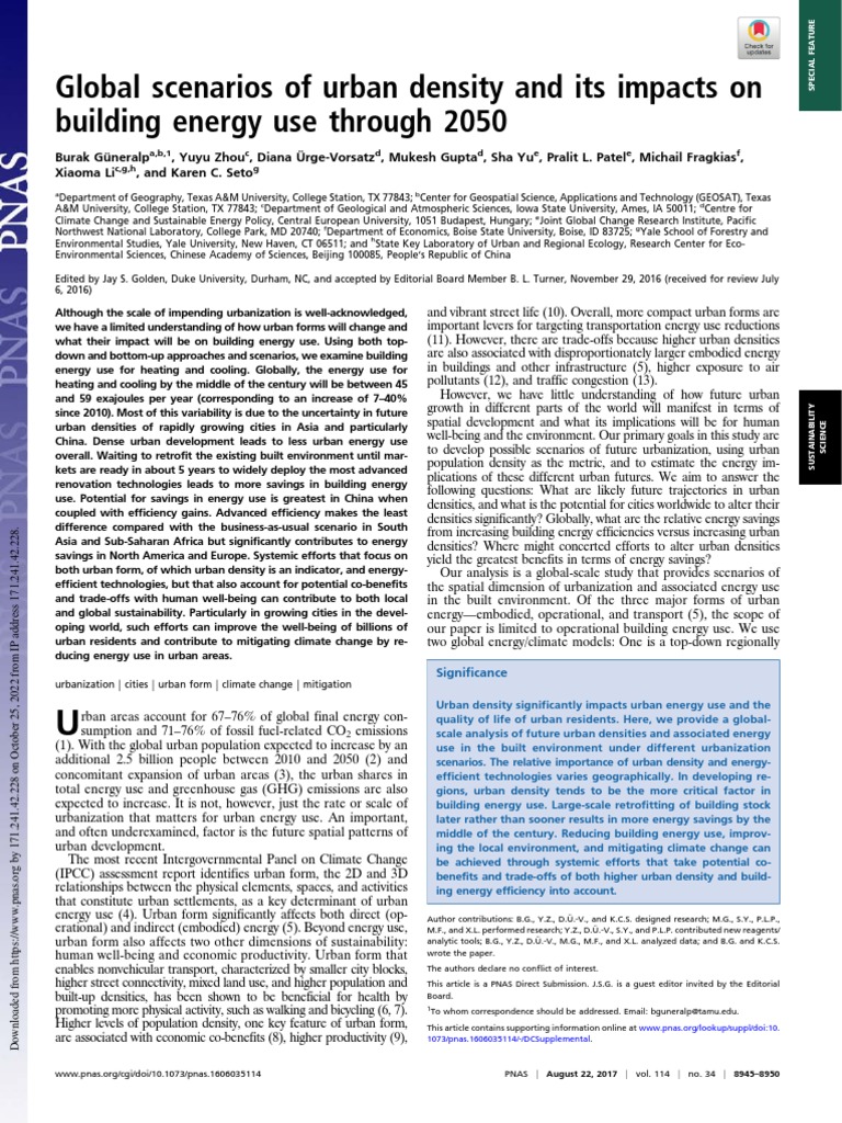 Global Scenarios of Urban Density and Ít Impacts On Building Energy Use ...