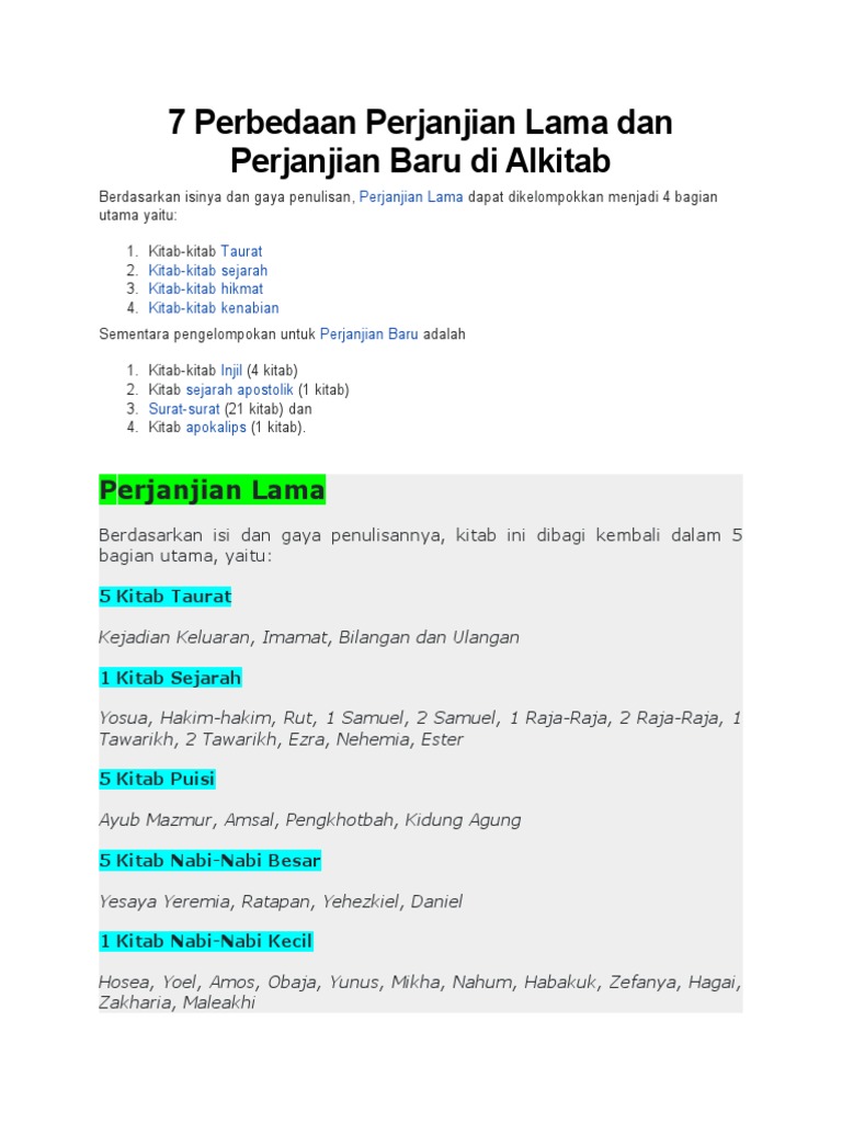 Perbandingan Perjanjian Lama dan Baru | PDF | Agama & Spiritualitas