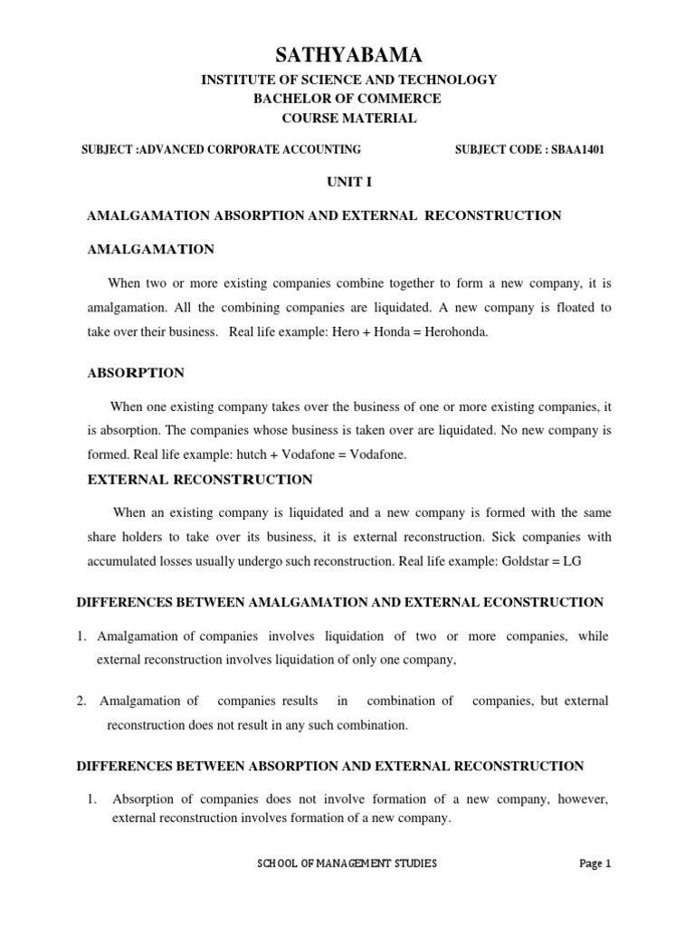 Unit-1 Course Material | PDF | Book Value | Balance Sheet