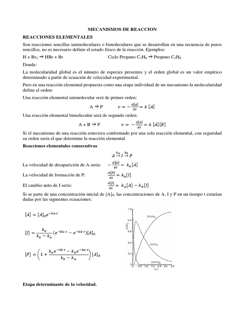 Mecanismos de reacción química: reacciones elementales, complejas y en cadena | PDF | Química ...