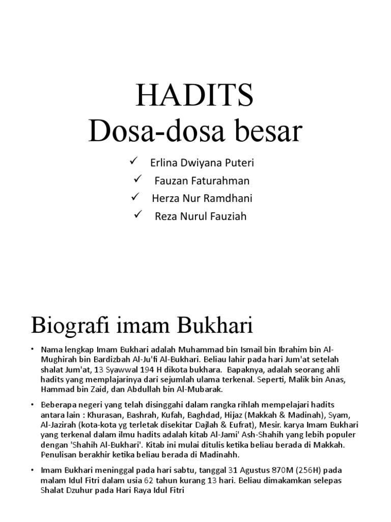 Dosa Besar dalam Hadits | PDF | Agama & Spiritualitas