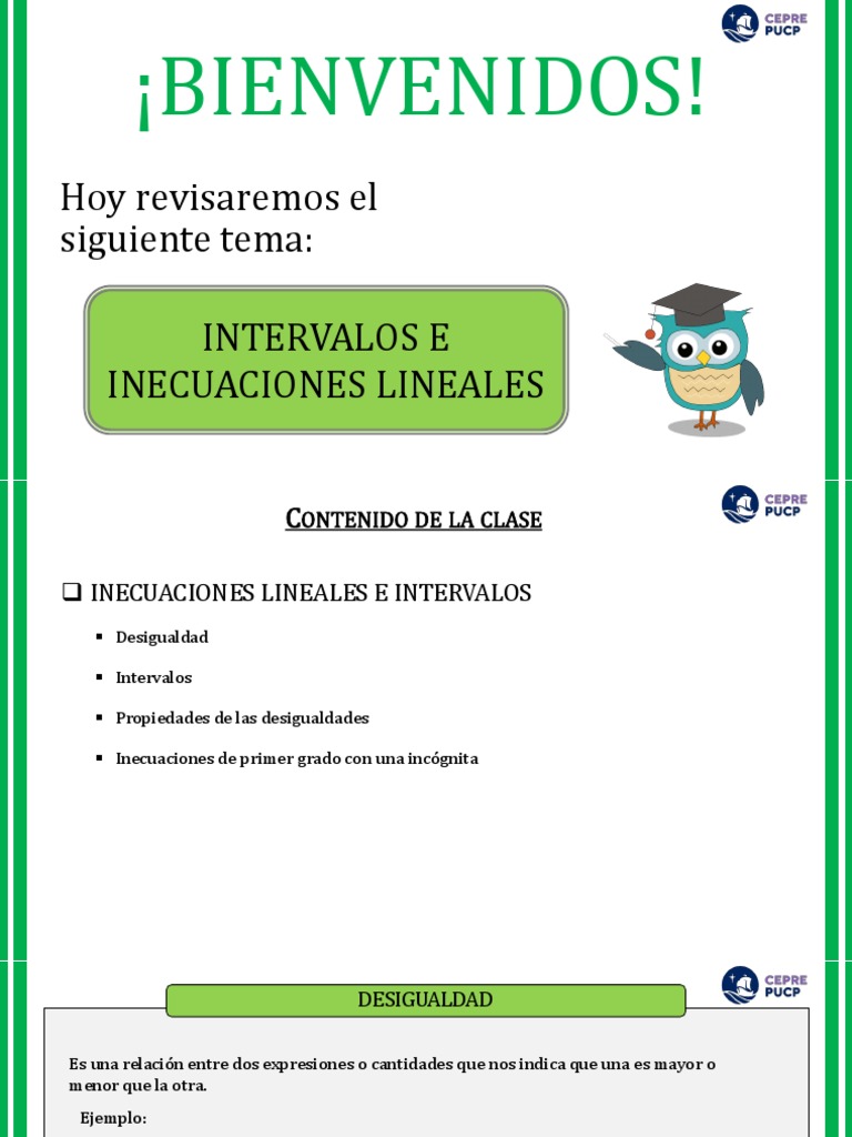 Intervalos e Inecuaciones Lineales | PDF | Desigualdad (Matemáticas) | Objetos matemáticos