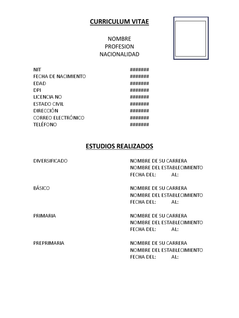 Modelo de Curriculum Vitae | PDF