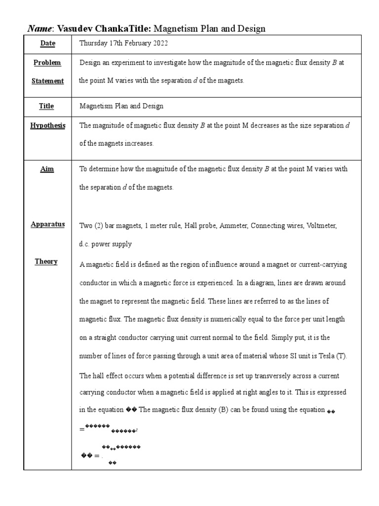 Magnetism PD Lab Report | Download Free PDF | Magnetic Field | Quantity