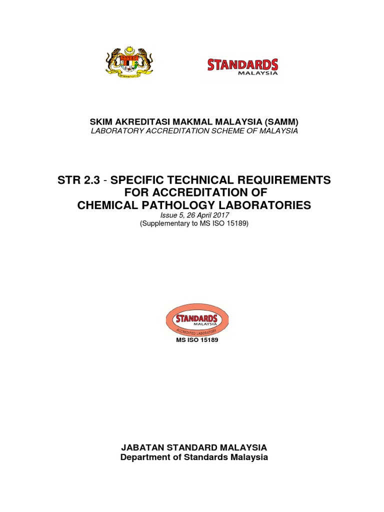 STR 2.3: Chemical Pathology Lab Standards | PDF | Pathology | Calibration