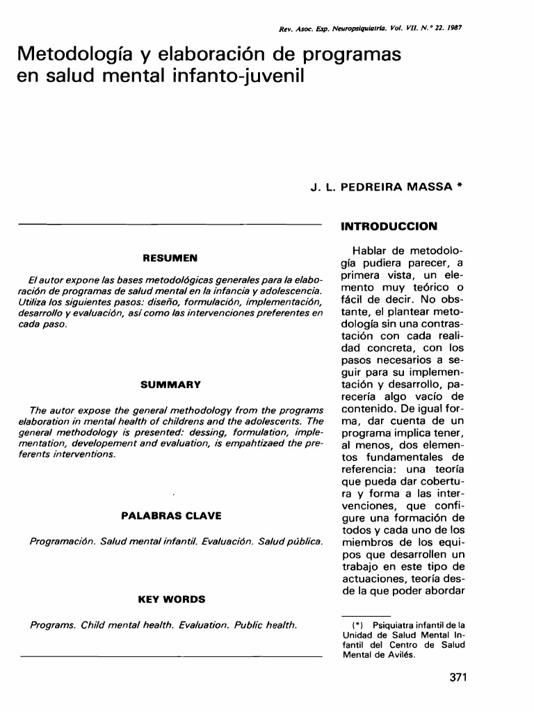 Programas de Salud Mental Infanto-Juvenil | PDF | Salud mental | Mente