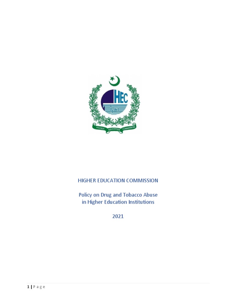HEC Policy on Drug and Tobacco Abuse | PDF | Substance Abuse | Drugs