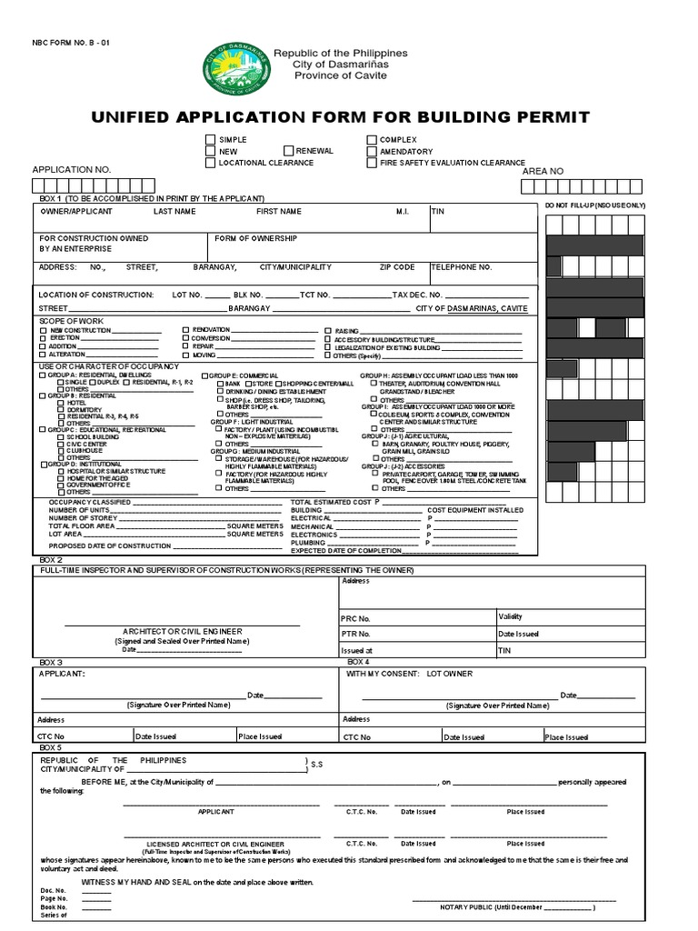 Building Permit (FRONT) | PDF | Notary Public | Economic Sectors