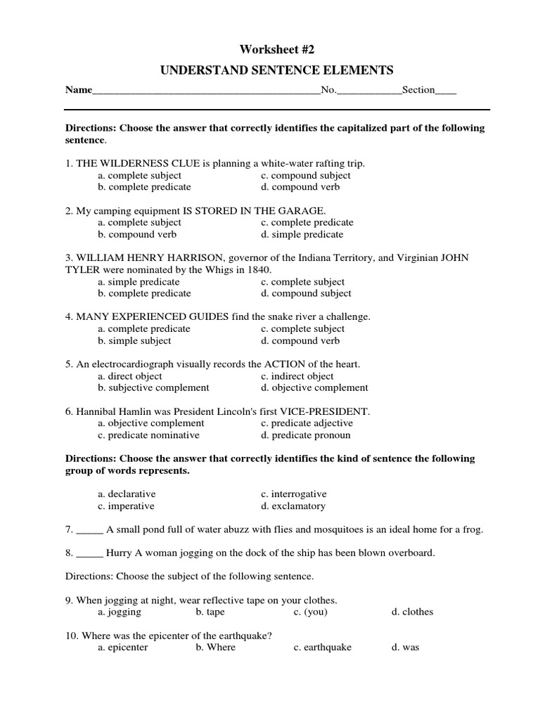 Sentence Elements | PDF