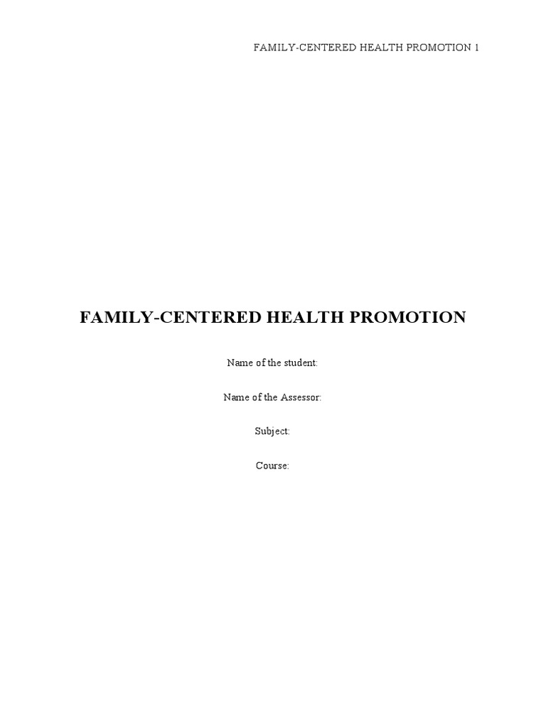 Family-Centered Health Promotion | PDF | Health Care | Preventive ...