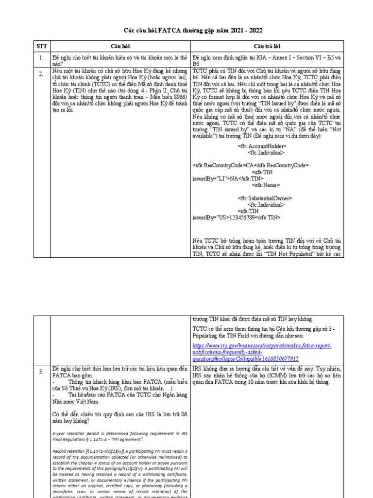 20220715105327383Cau hỏi thường gặp FATCA - 2021-2022 | PDF