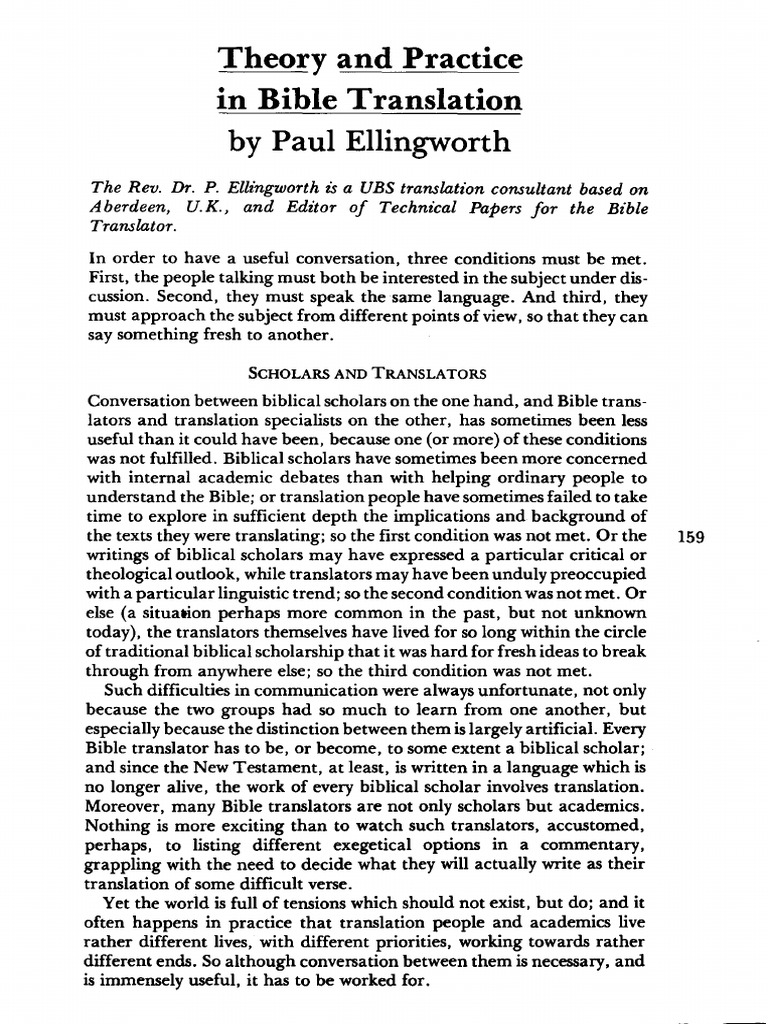 Theory and Practice in Bible Translation | PDF | Translations ...
