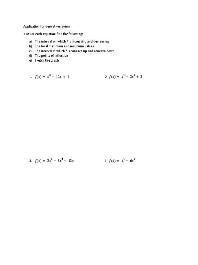 Application of Derivative Review | PDF