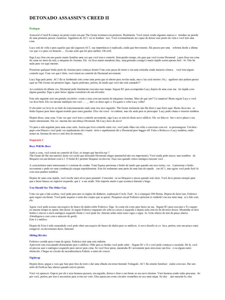 Detonado Assassin's Creed II | PDF | Leonardo da Vinci | Lazer