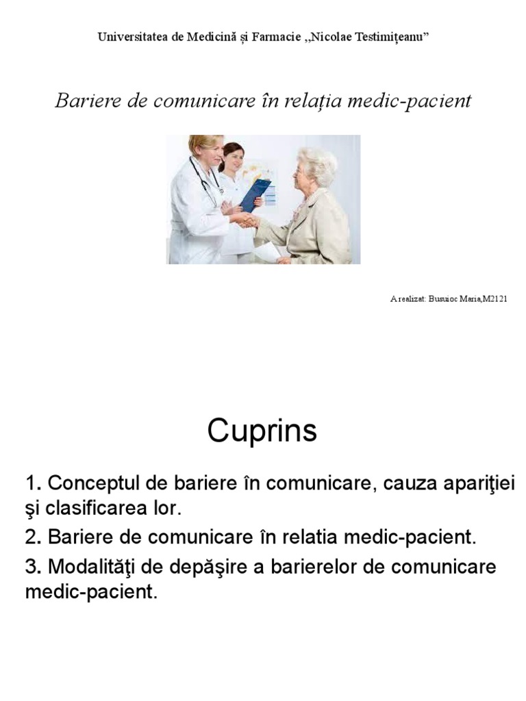 Bariere in Comunicarea Medic Pacient | PDF
