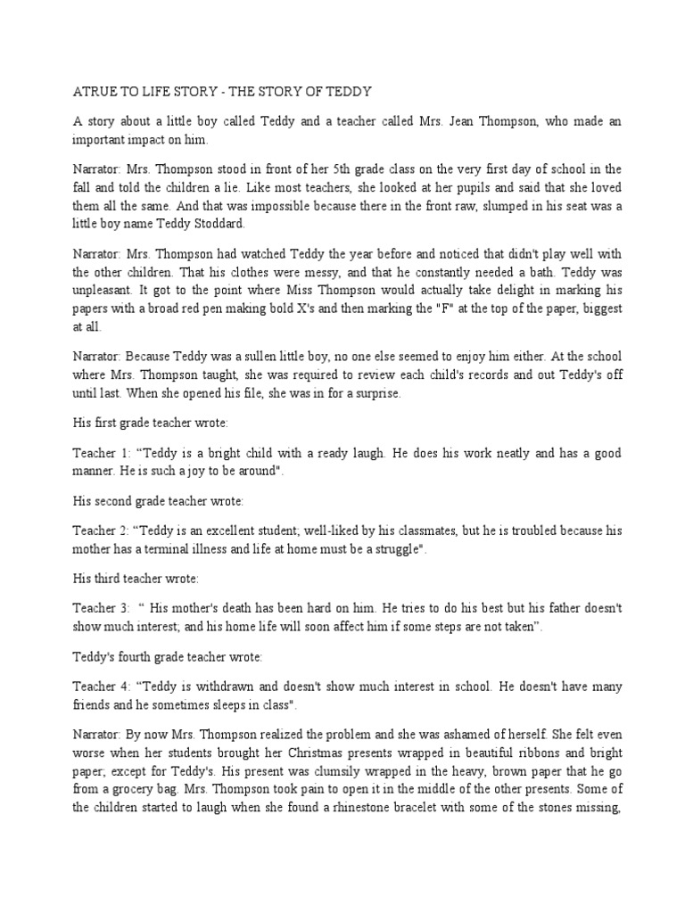 Story of Teddy Script | PDF