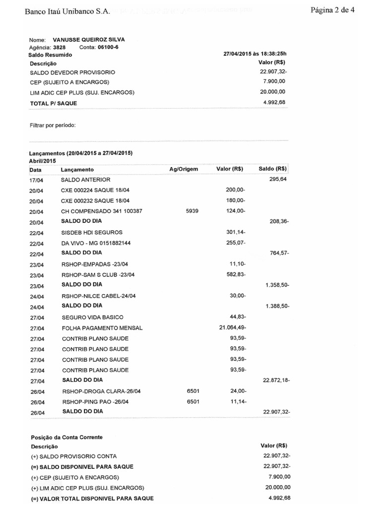 Extrato Bancário | PDF
