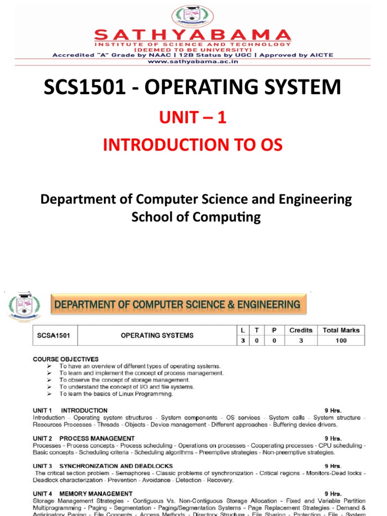 Unit 1 - Os - PPT | Download Free PDF | Thread (Computing) | Process ...