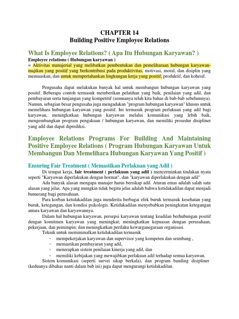 Chapter 14 - Building Positive Employee Relations | PDF