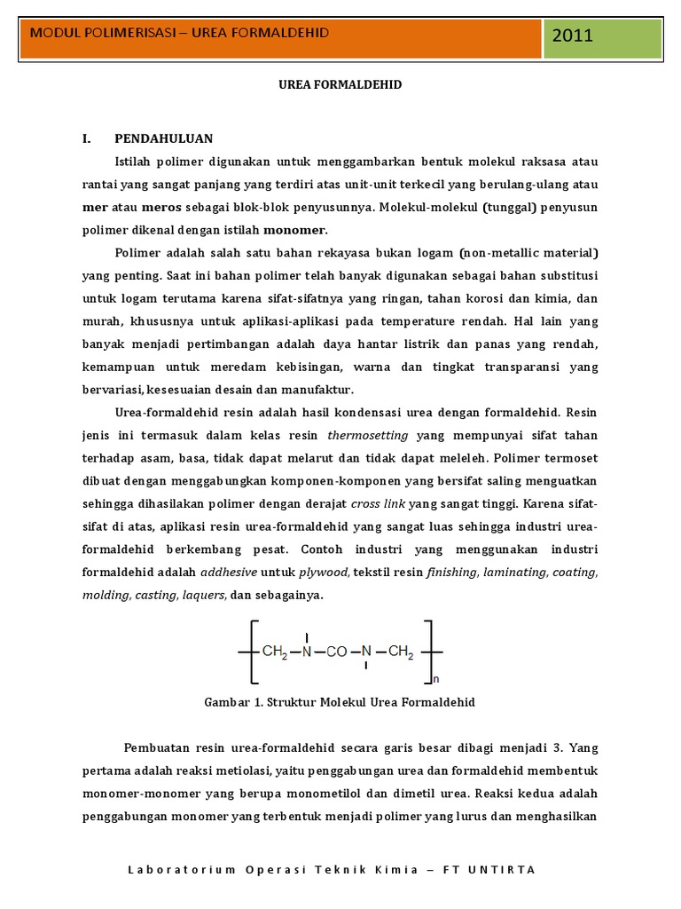 Modul Polimerisasi Urea Formaldehid | PDF | Sains & Matematika