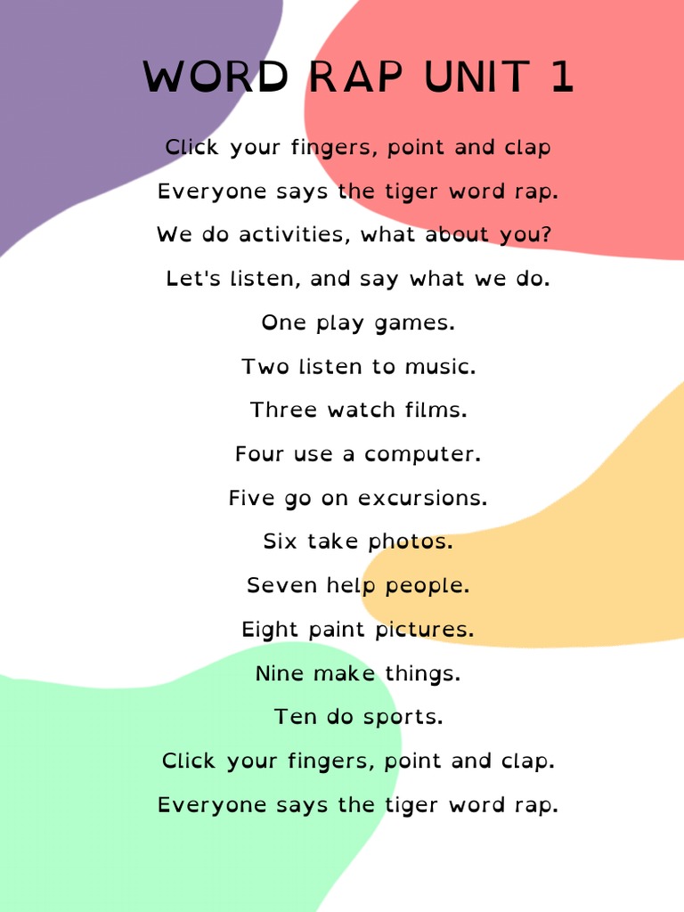 Word Rap Unit 1 (3r) | PDF