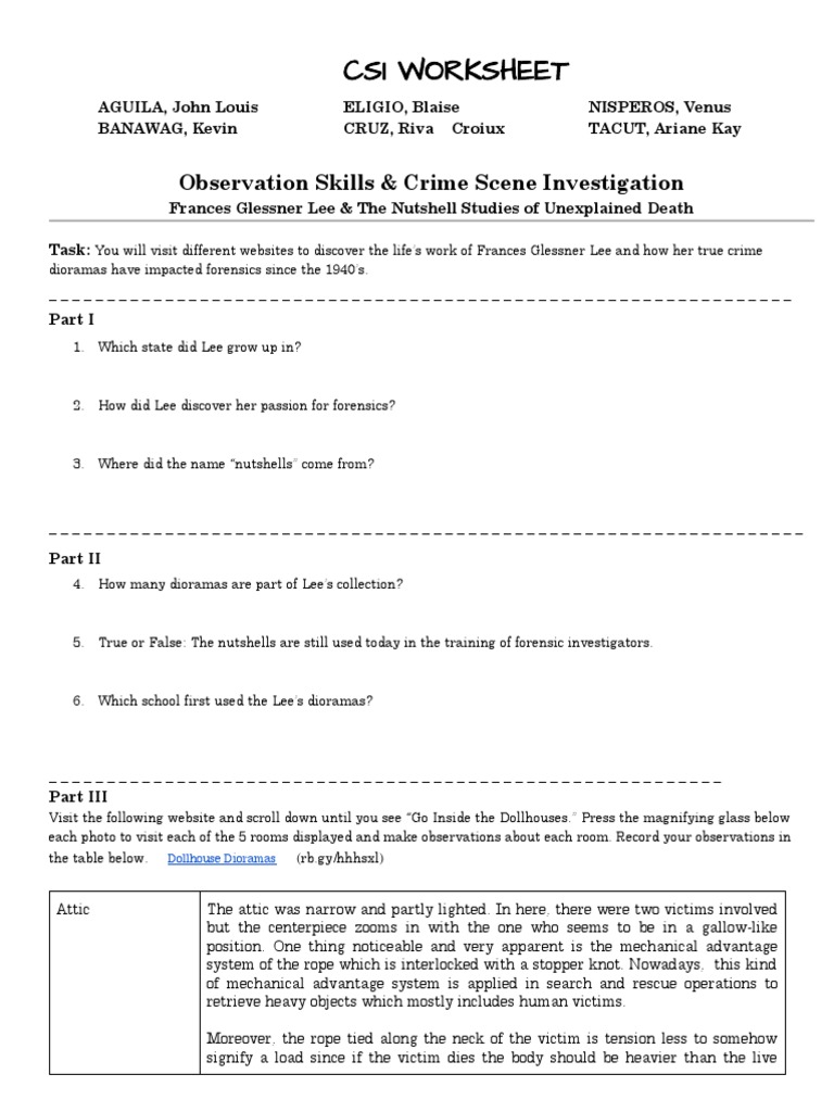 Group 4-Observation Skills (B) | PDF | Forensic Science