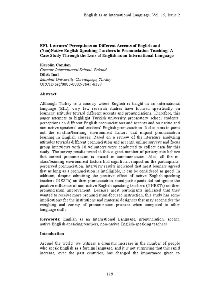 EFL Learners' Accent Perceptions | PDF | Accent (Sociolinguistics ...
