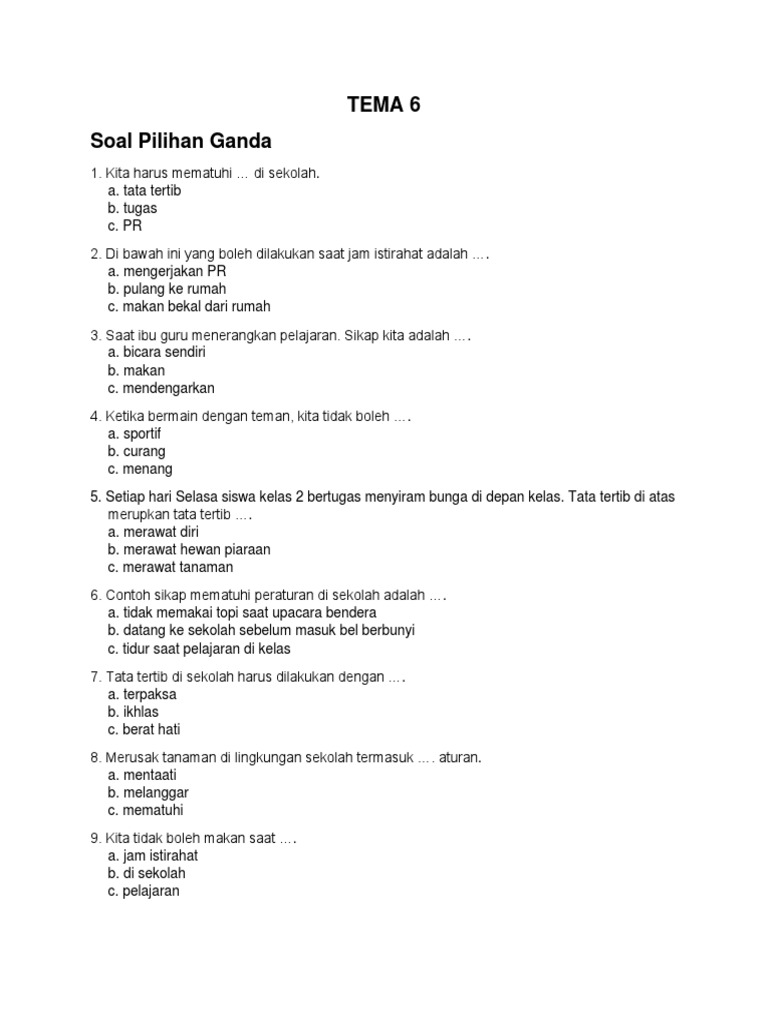 Latihan Soal Tema 6 Fiks | PDF