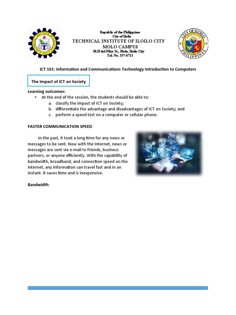 ICT Impact on Society & Tech Basics | PDF | Internet | Educational ...